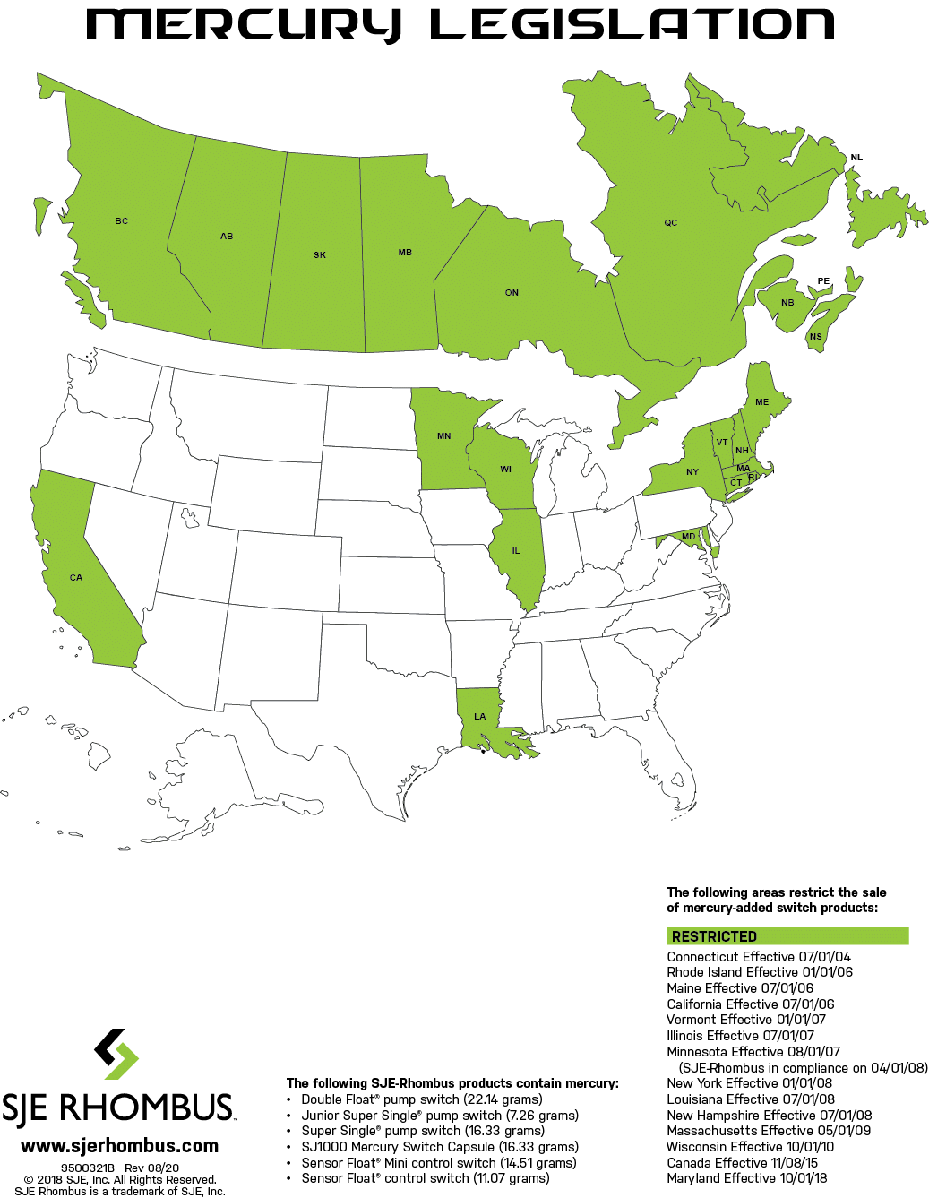 Mercury Legislation Updates - SJE Rhombus Control Products